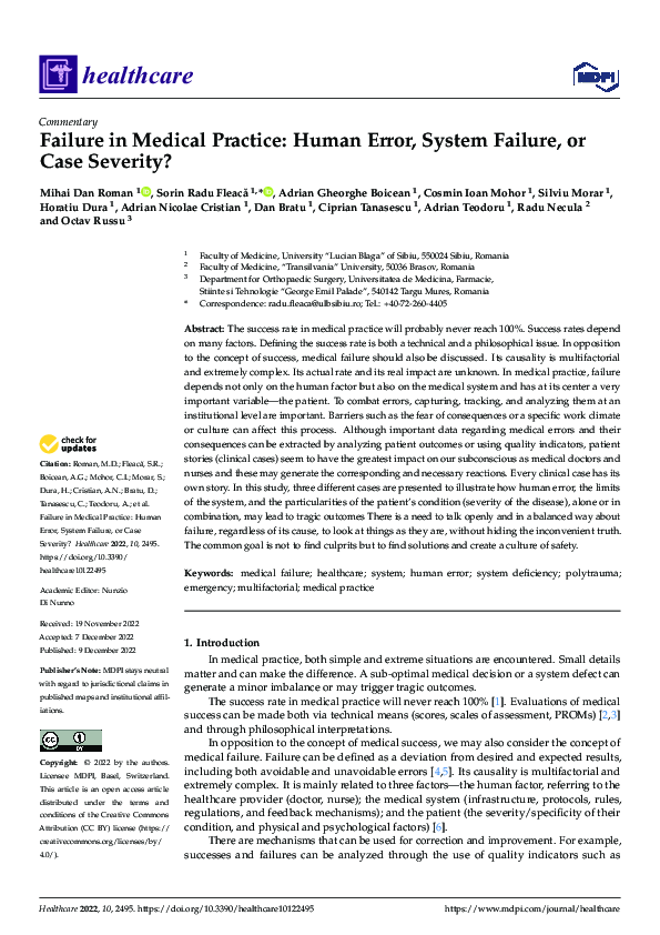 (PDF) Understanding Medical Practice Failures