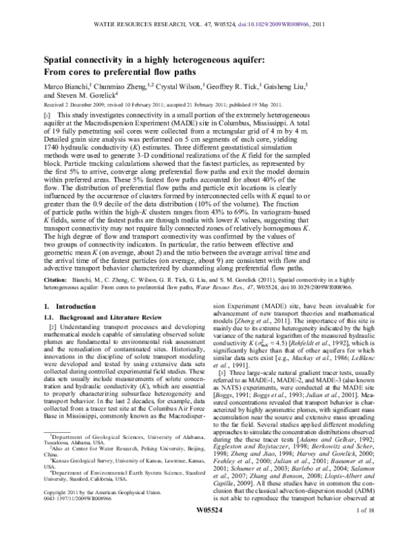 (PDF) Spatial connectivity in a highly heterogeneous aquifer: From ...