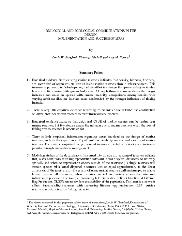 (PDF) Biological and ecological considerations in the design ...