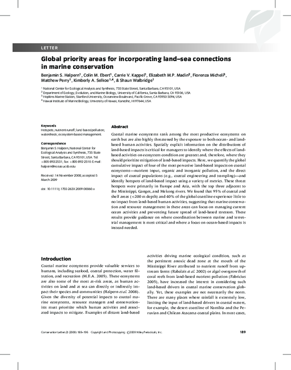 (PDF) Global priority areas for incorporating land-sea connections in ...