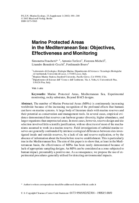 (PDF) Marine Protected Areas in the Mediterranean Sea: Objectives, Effectiveness and Monitoring
