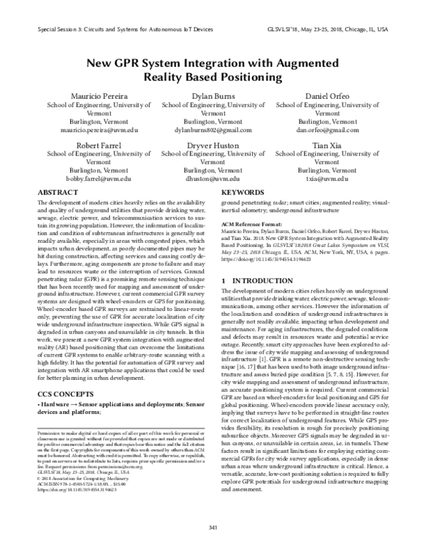 (PDF) New GPR System Integration with Augmented Reality Based Positioning