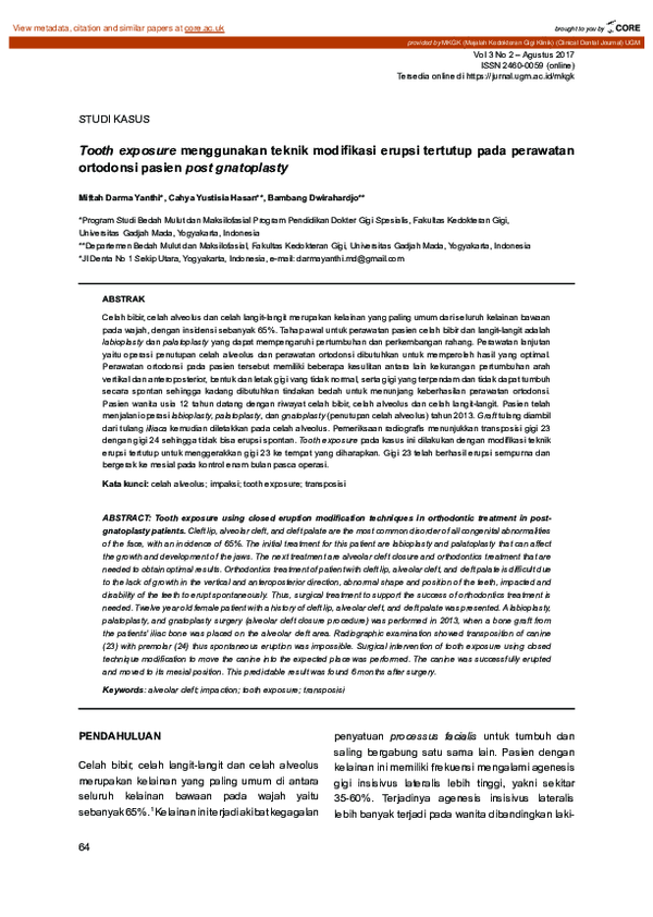 (PDF) Tooth exposure using closed eruption modification techniques in ...