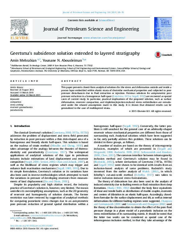 (PDF) Geertsma’s subsidence solution extended to layered stratigraphy