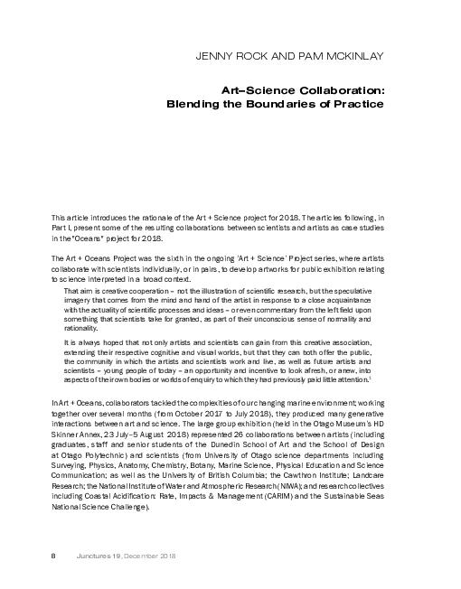 (PDF) Art-Science Collaboration: Blending the Boundaries of Practice