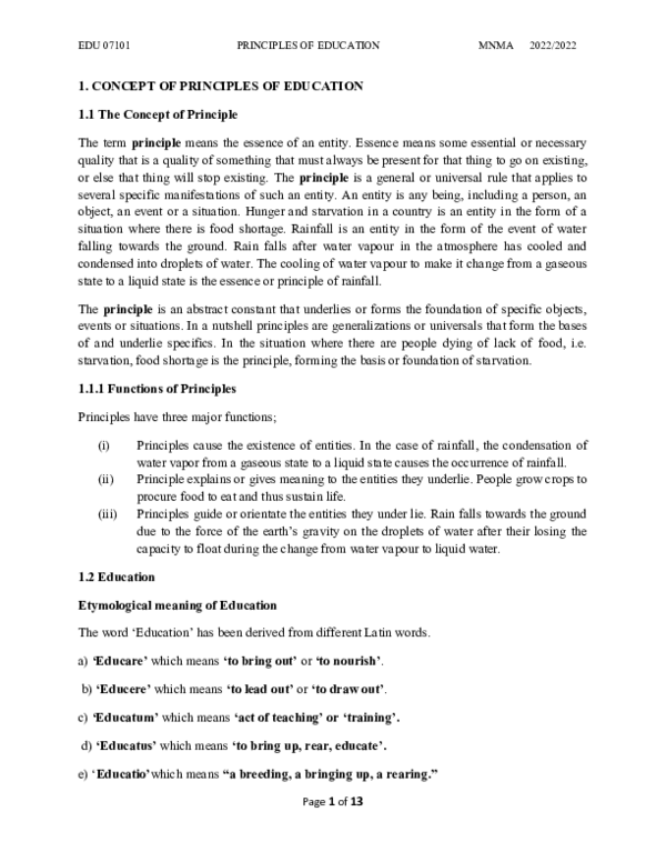 (DOC) CONCEPT OF PRINCIPLES OF EDUCATION
