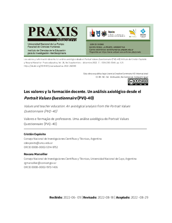 (PDF) Los valores y la formación docente. Un análisis axiológico desde ...