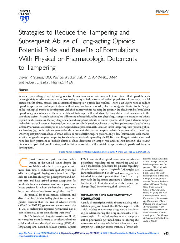 (PDF) Strategies to Reduce the Tampering and Subsequent Abuse of Long ...