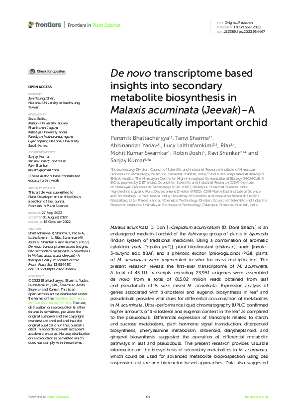 (PDF) De novo transcriptome based insights into secondary metabolite ...