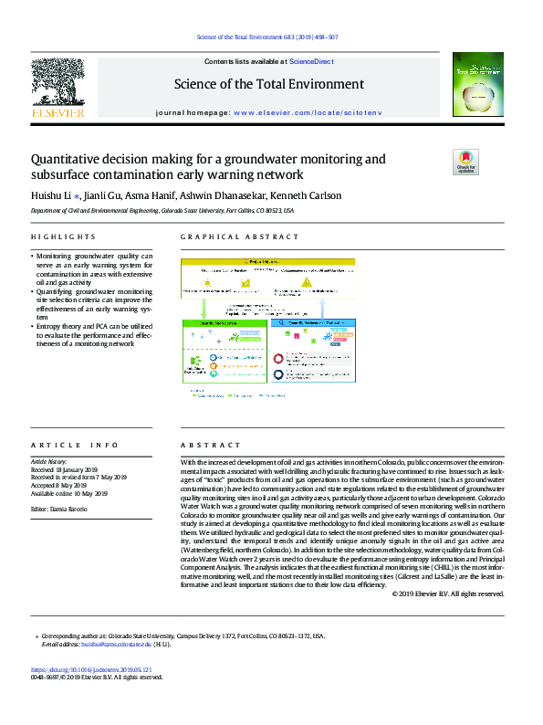 Pdf Quantitative Decision Making For A Groundwater Monitoring And
