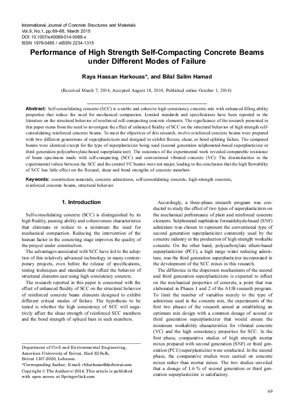 (PDF) Performance of High Strength Self-Compacting Concrete Beams under ...