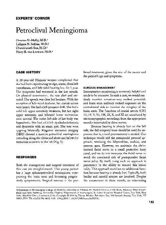 (PDF) Petroclival Meningioma | Ossama Al-mefty - Academia.edu