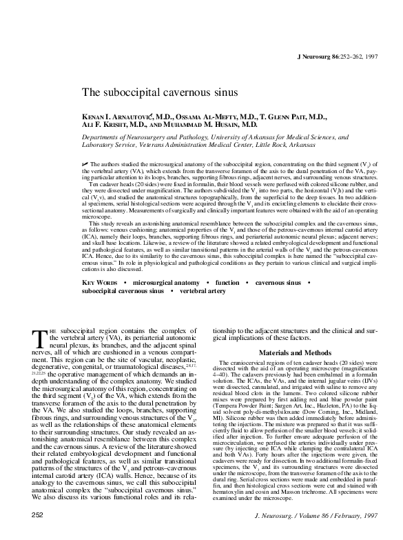 (PDF) The suboccipital cavernous sinus | Ossama Al-mefty - Academia.edu
