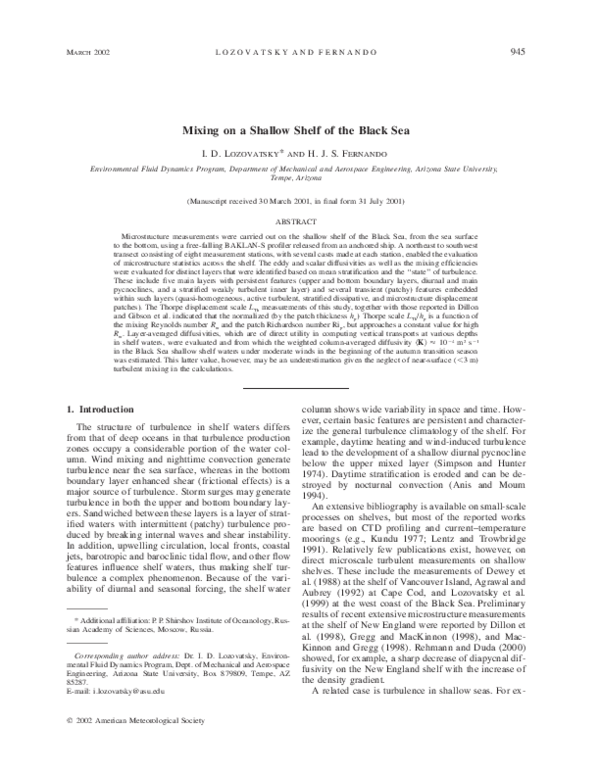 (PDF) Mixing on a Shallow Shelf of the Black Sea