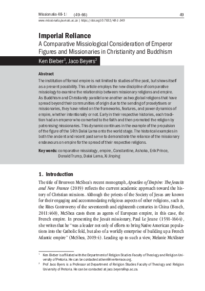 (PDF) Imperial Reliance: A Comparative Missiological Consideration of ...