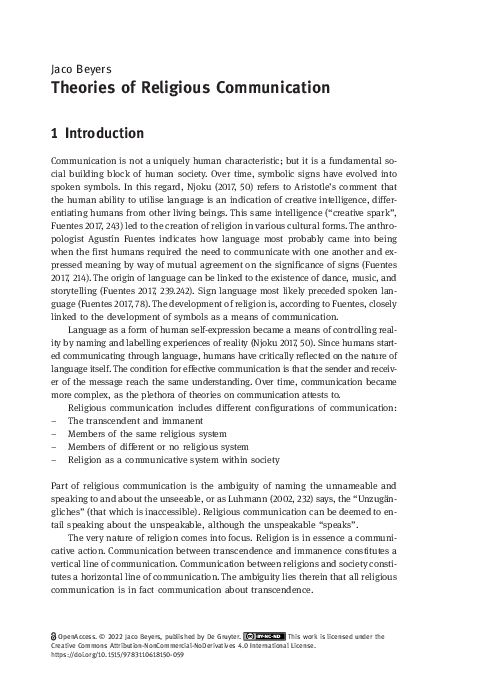 (PDF) Theories of Religious Communication