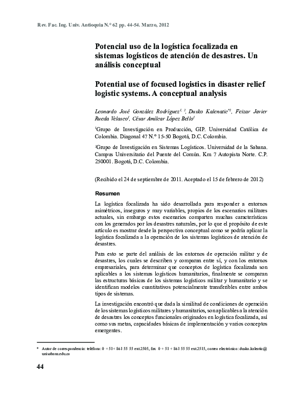 (PDF) Potential use of focused logistics in disaster relief logistic ...