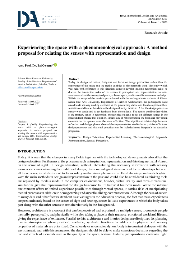 (PDF) Experiencing the space with a phenomenological approach: A method ...