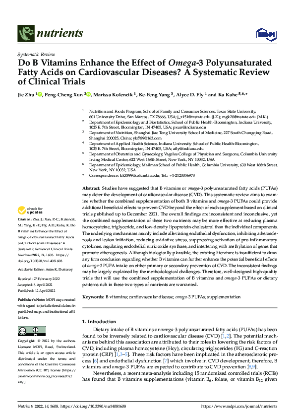 (PDF) Do B Vitamins Enhance the Effect of Omega-3 Polyunsaturated Fatty Acids on Cardiovascular ...