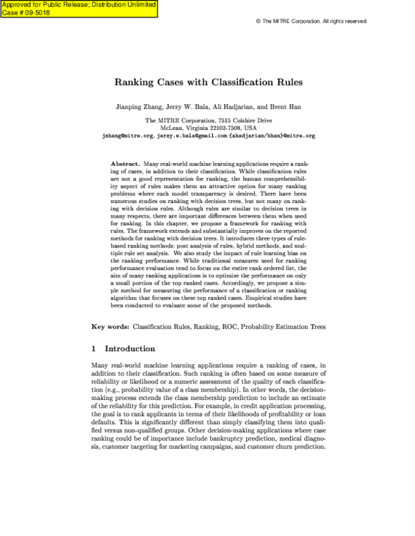 (PDF) Ranking Cases with Classification Rules