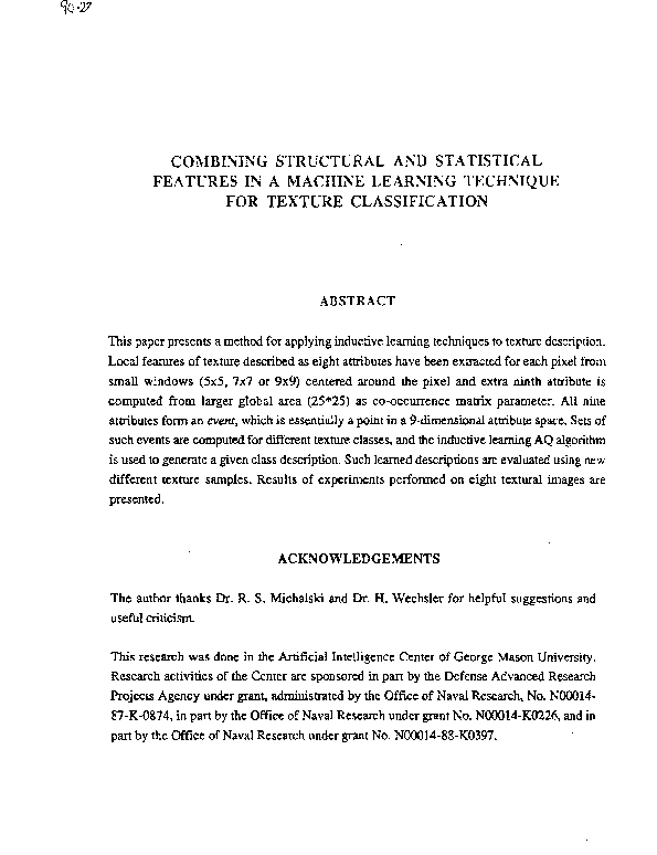 Pdf Combining Structural And Statistical Features In A Machine