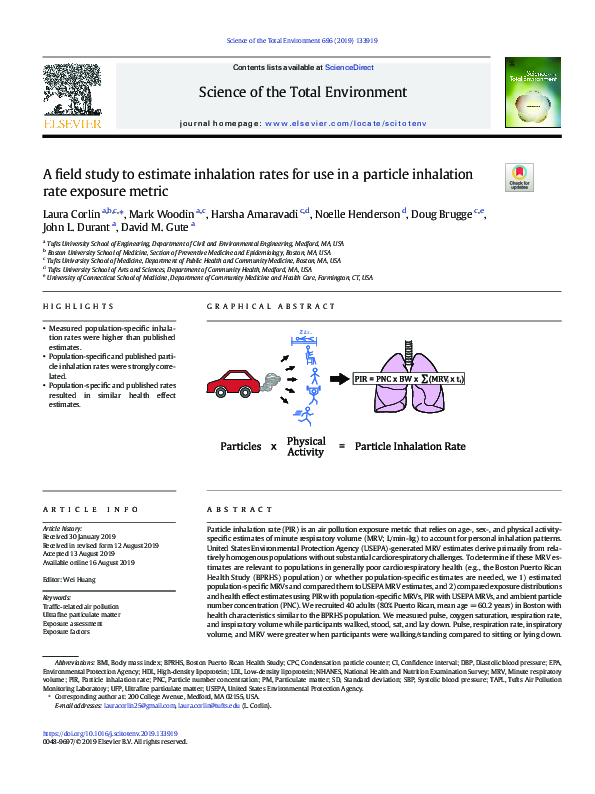 (PDF) A field study to estimate inhalation rates for use in a particle ...