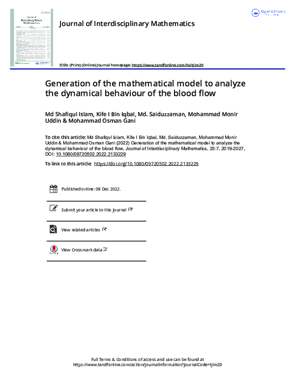 (PDF) Generation of the mathematical model to analyze the dynamical ...