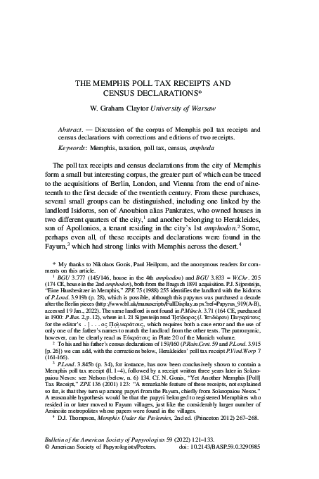 (PDF) The Memphis Poll Tax Receipts and Census Declarations