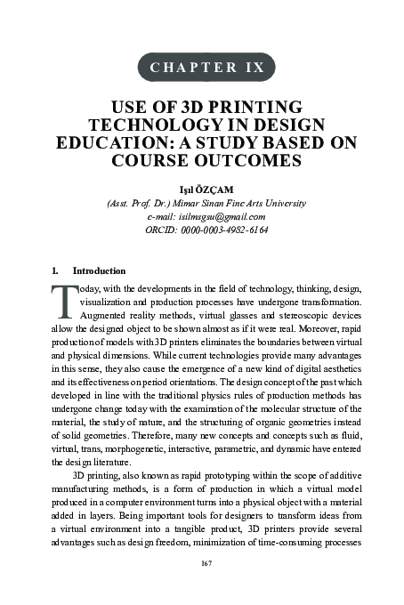 (PDF) Use of 3D Printing Technology in Design Education: A Study Based ...