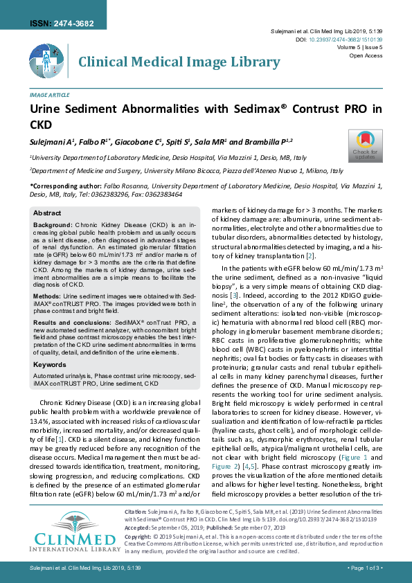 (PDF) Urine Sediment Abnormalities with Sedimax® Contrust PRO in CKD