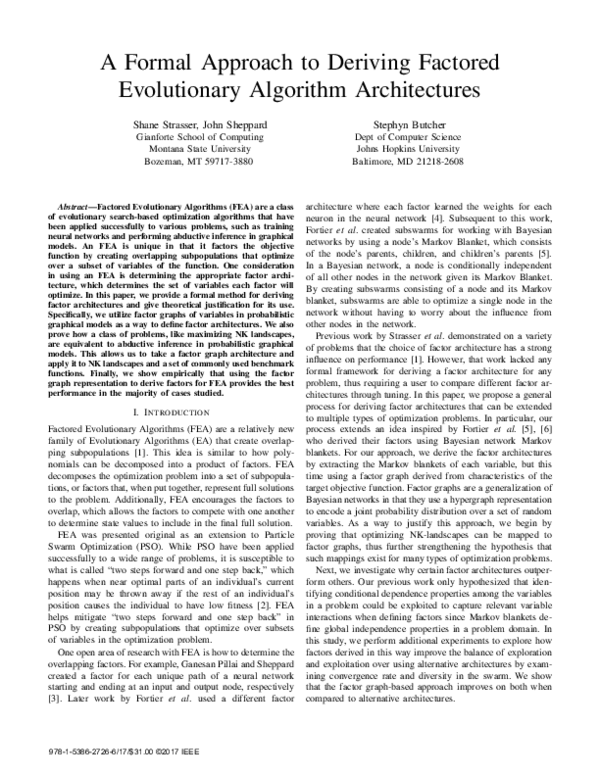 (PDF) A formal approach to deriving factored evolutionary algorithm architectures