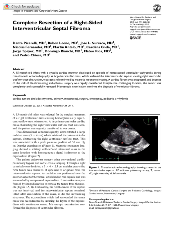 (PDF) Complete Resection of a Right-Sided Interventricular Septal Fibroma