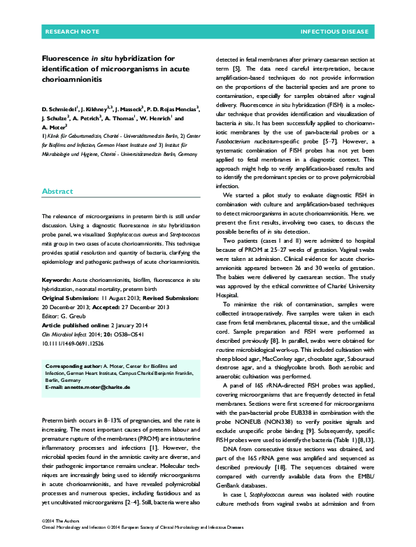 (PDF) Fluorescence in situ hybridization for identification of microorganisms in acute ...