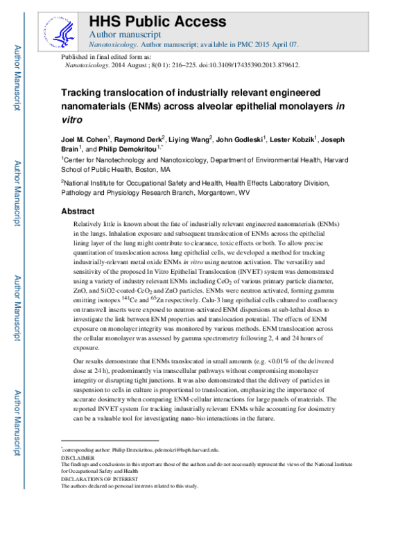 (PDF) Tracking translocation of industrially relevant engineered ...