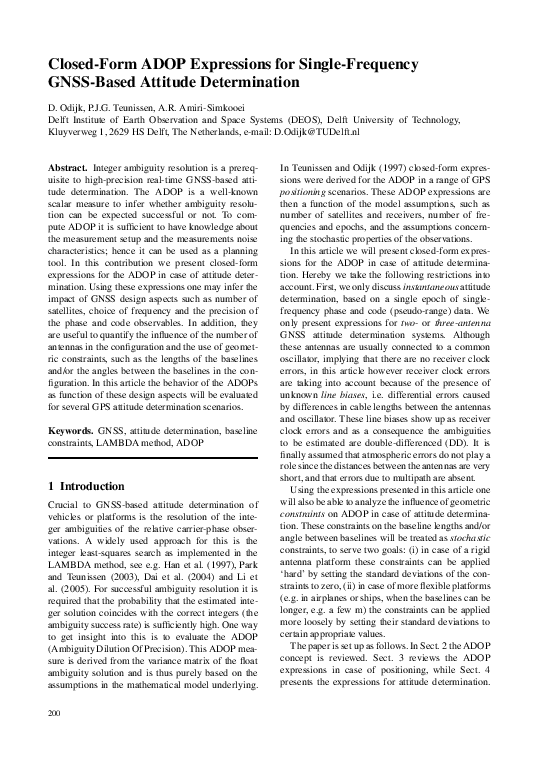 (PDF) Closed-Form ADOP Expressions for Single-Frequency GNSS-Based ...