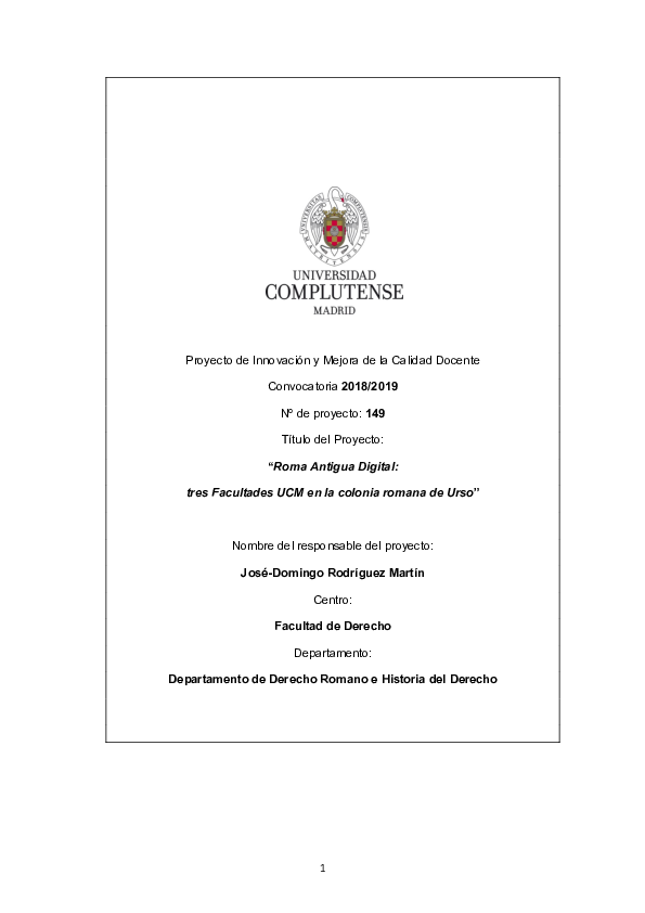 (PDF) Roma antigua digital: Tres Facultades UCM en la colonia romana de ...