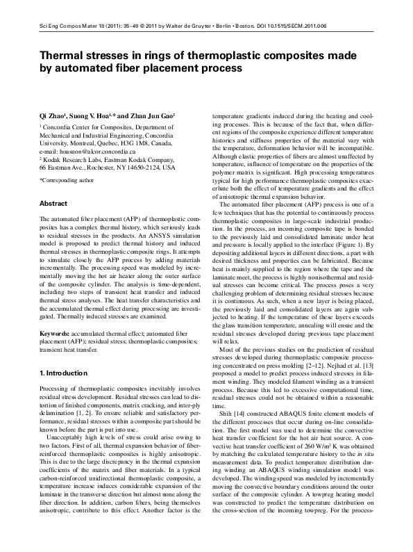 (PDF) Thermal stresses in rings of thermoplastic composites made by ...