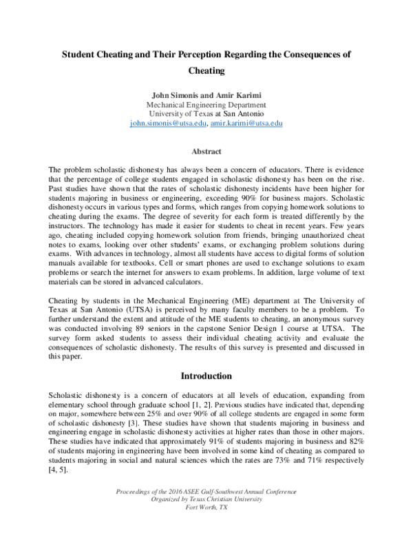 (PDF) Student Cheating and Their Perception Regarding the Consequences ...