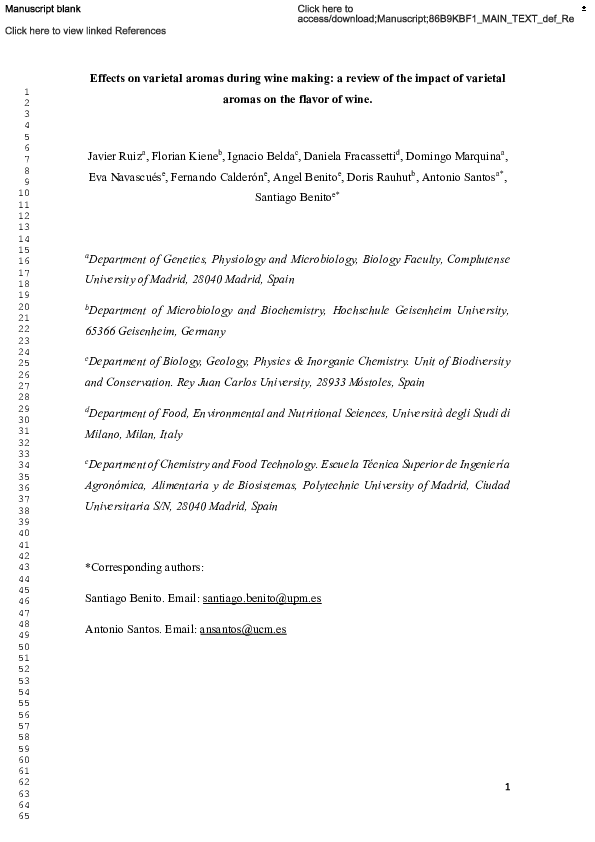 (PDF) Effects on varietal aromas during wine making: a review of the impact of varietal aromas ...