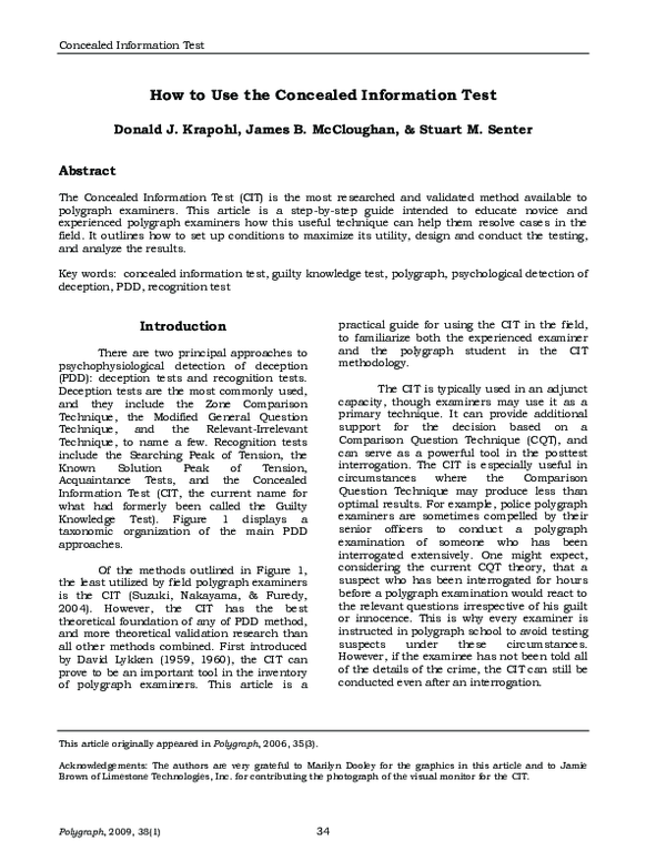 (PDF) How to Use the Concealed Information Test