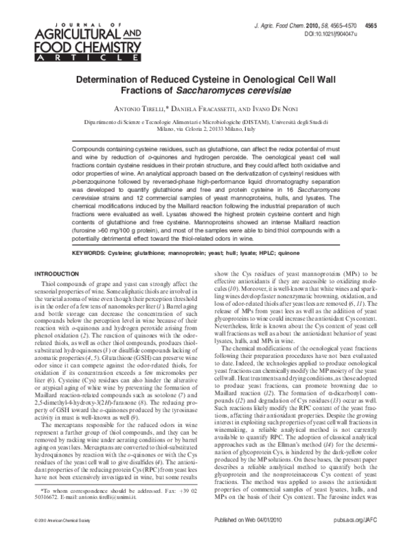 (PDF) Determination of Reduced Cysteine in Oenological Cell Wall ...