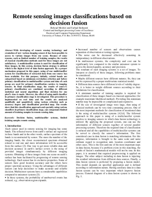 (PDF) Remote sensing images classifications based on decision fusion