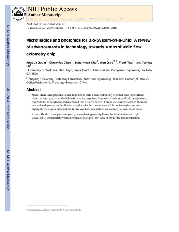 (PDF) Microfluidics and photonics for Bio-System-on-a-Chip: A review of ...