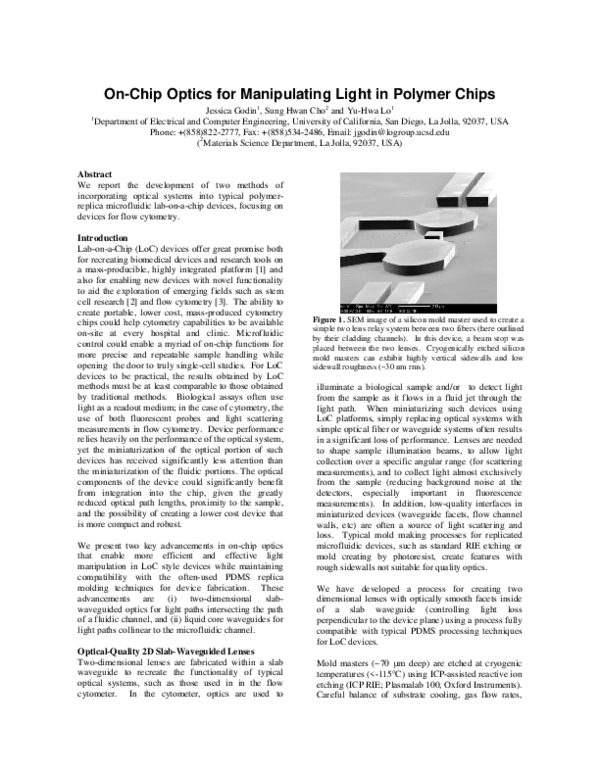 (PDF) On-chip optics for manipulating light in polymer chips