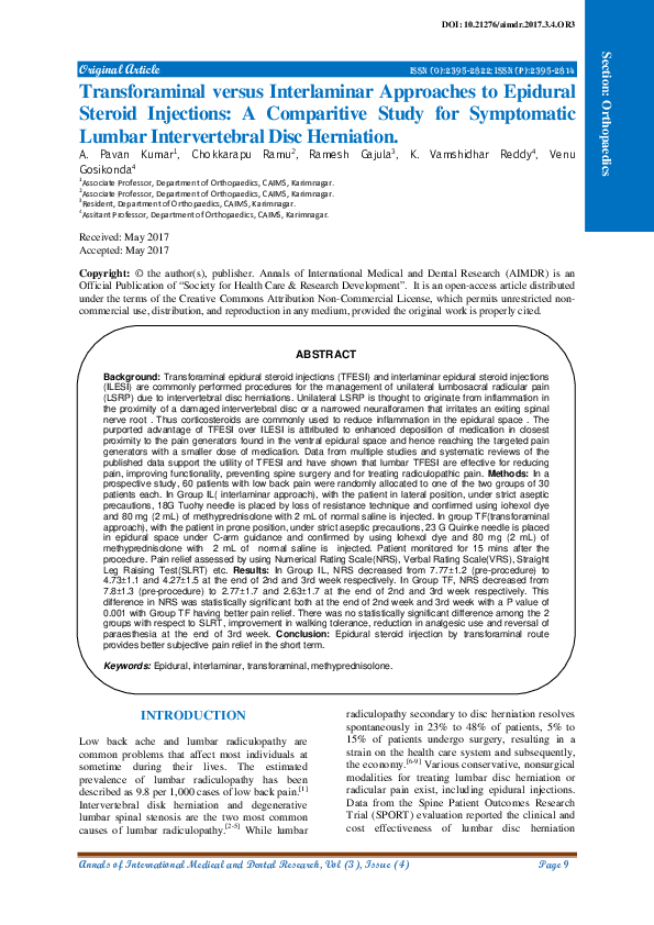 (PDF) Transforaminal versus Interlaminar Approaches to Epidural Steroid ...
