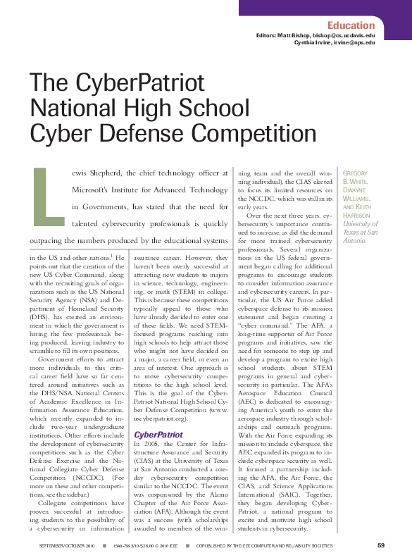 (PDF) The CyberPatriot National High School Cyber Defense Competition