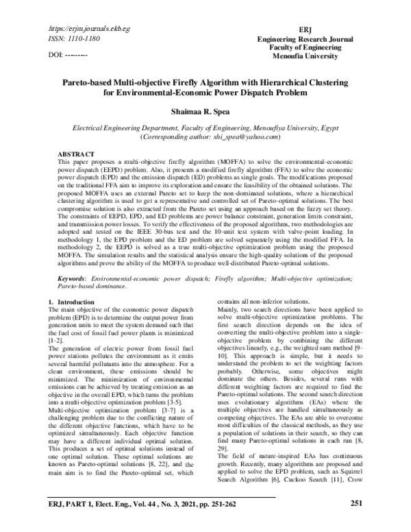Pdf Pareto Based Multi Objective Firefly Algorithm With Hierarchical Clustering For