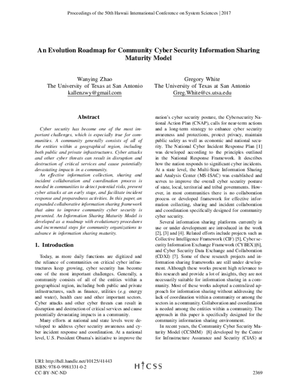 (PDF) An Evolution Roadmap for Community Cyber Security Information ...