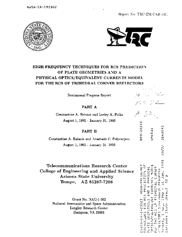 (PDF) High-frequency techniques for RCS prediction of plate geometries ...