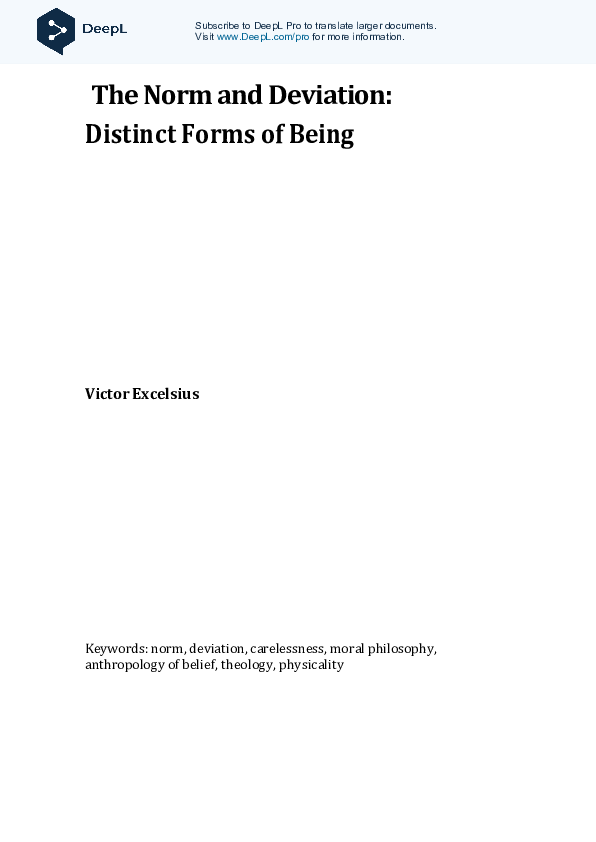 (PDF) The Norm and Deviation: Distinct Forms of Being